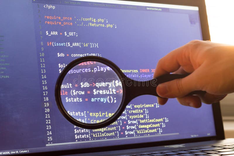 Abstract Web Developer Background Blue Laptop Screen With Php Code 2842