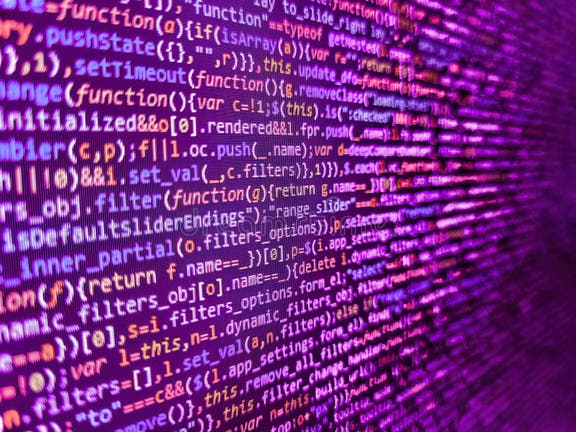 Php Code on Blue Background in Code Editor. HTML Code on Lcd Screen. Developer Working on ...