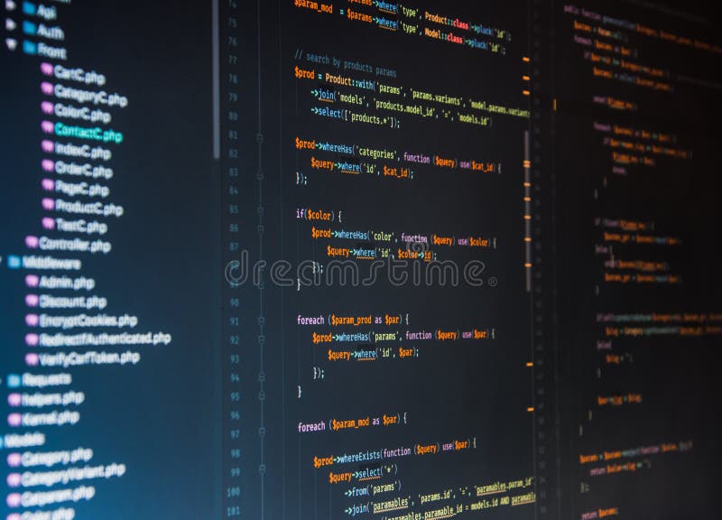 Php Code On Dark Background In Code Editor Stock Image Image Of Programmer Blue 116635421 0666