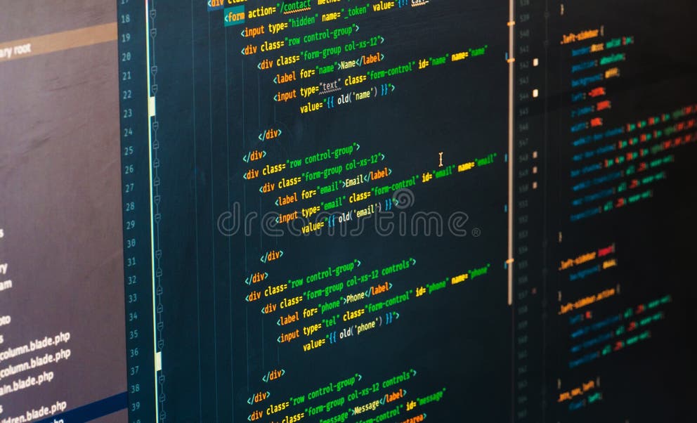 Php Code on Dark Background in Code Editor Stock Image - Image of line ...