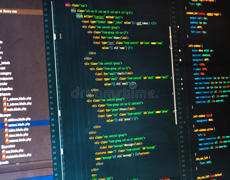 Php Code On Dark Background In Code Editor Stock Image Image Of Monitor Command 119710461