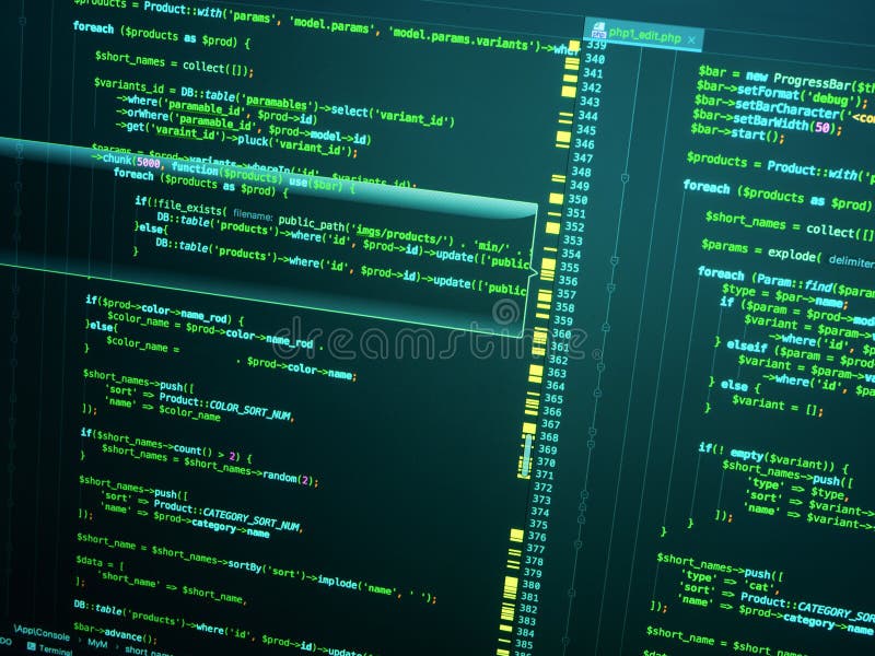 PHP in Code Editor. Web Developing on the Php Language Stock Photo - Image of digital, blue ...