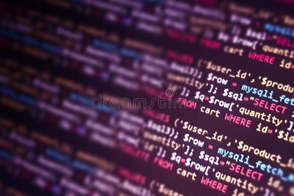 PHP Development, Software Site Code. Data Encryption Security Code on a Computer Display ...