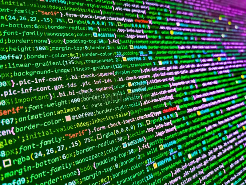 Php Development Software Site Code Hi Tech Modern Screen Of Data Digits And Chars On Monitor