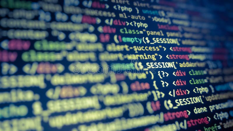 Php In Editor For Website Development Coding Script Text On Screen Stock Image Image Of