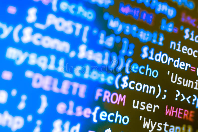 PHP Language Web Programming Source Code. Abstract Code Background Stock Photo - Image of coding ...