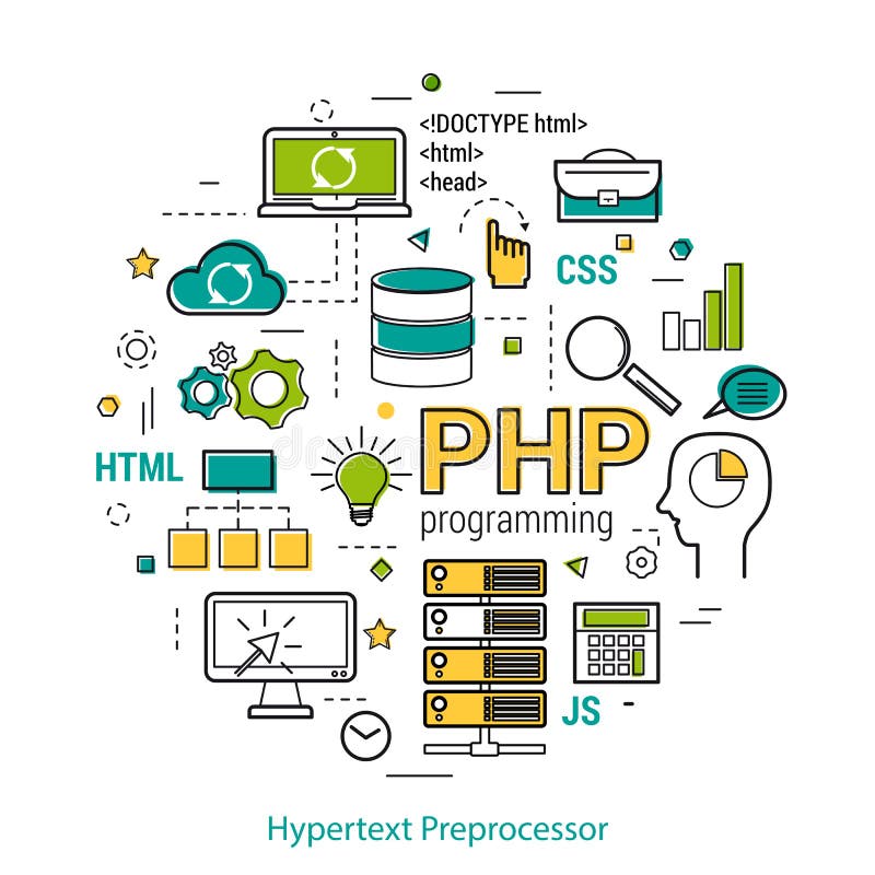 PHP line art concept stock illustration. Illustration of concept - 77718834