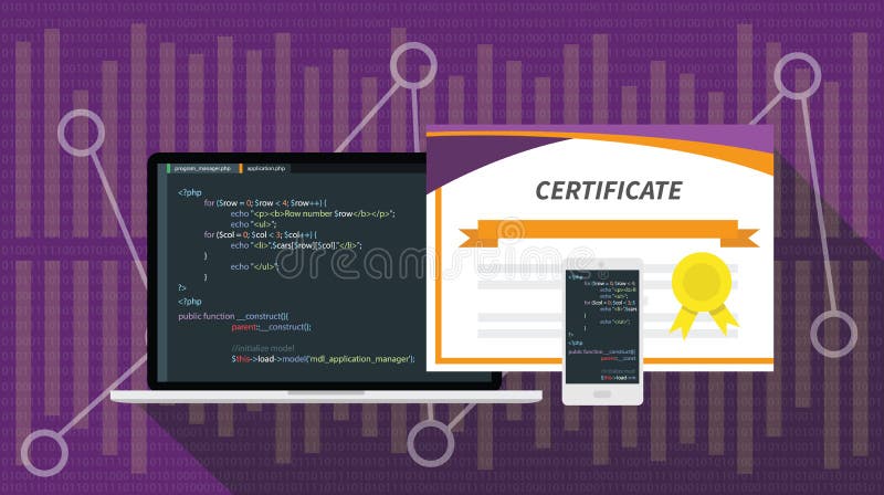 Php Programming Language Online Certification with Flat Style Stock ... Php Programming Language Online Certification with Flat Style Stock ...