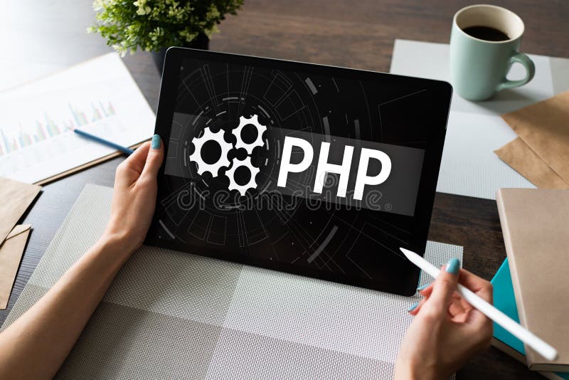 Php Programming Language Web And Application Development Concept Stock Image Image Of