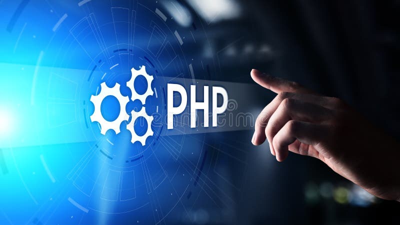 Php Web Development And Coding Internet And Technology Concept On Virtual Screen Stock Image