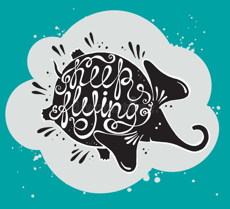 Phrase Keep Flying with Cute Elephant. Stock Illustration ...