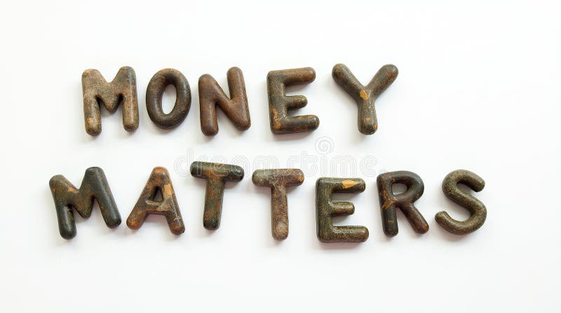 Money Matters Spelled with River Rock Letters on White Background Stock ...
