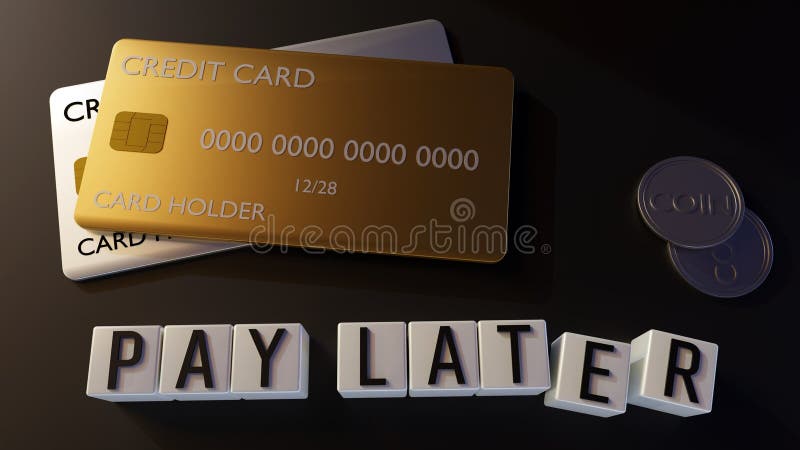 The Phrase "Pay Later" on Cube Shapes and Credit Cards Stock ...