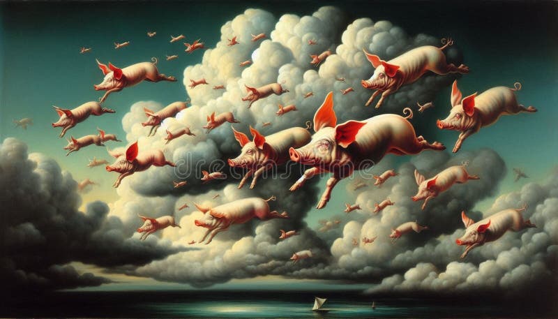 Original Surreal Art of the Phrase when Pigs Fly Describes an ...