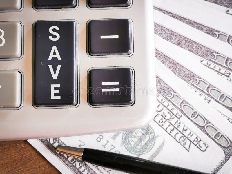 Phrase SAVE on Calculator Button. Stock Image - Image of credit, invest ...