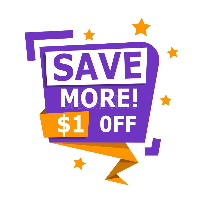 Phrase Save More 1 Dollar OFF, Vector Illustration Stock Vector ...
