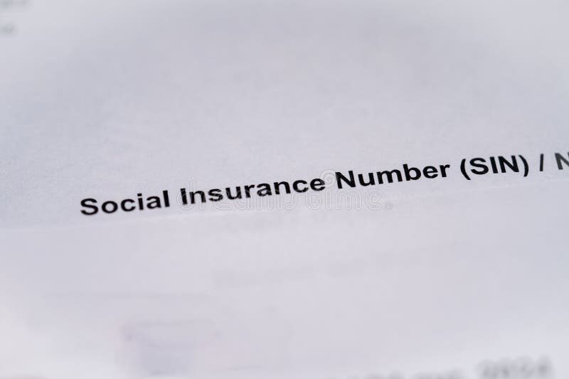 The Phrase Social Insurance Number (SIN) on a Document Stock Image ...