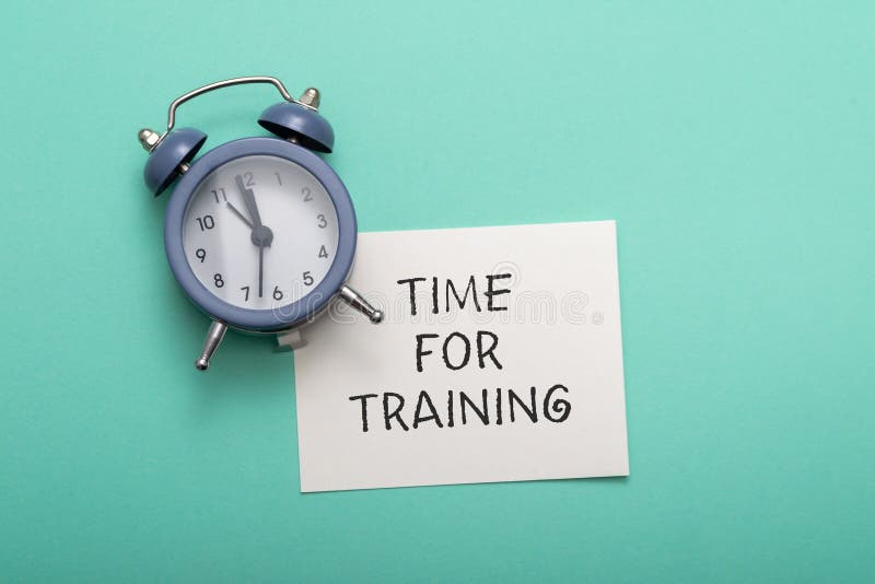 Phrase Time for Training and Alarm Clock on Cyan Background Stock Image ...