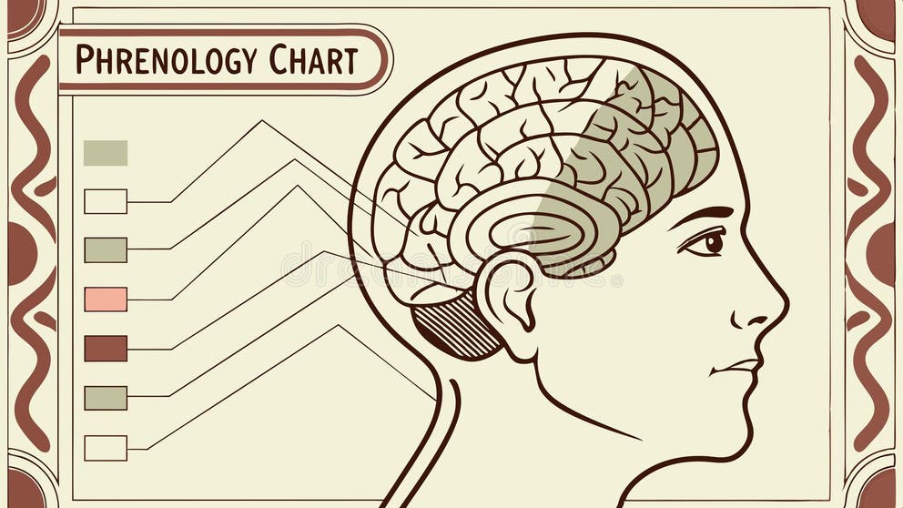 Phrenology Chart Brain Map, Vintage Science, and Historical Study of Mind Vector Design ...