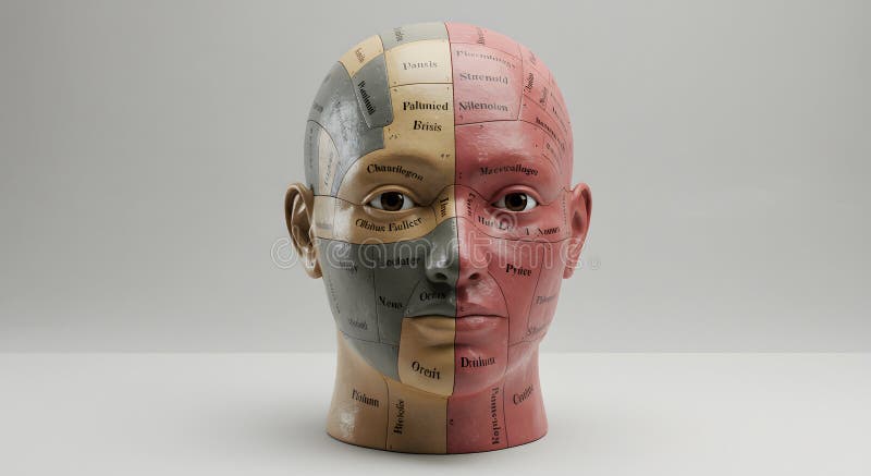 Phrenology Head with Labeled Sections, Ai Generated Stock Illustration ...