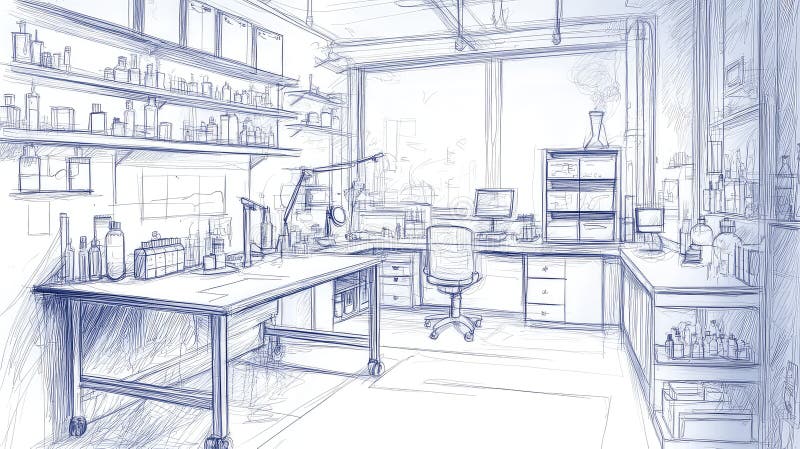 Phrmceuticl Sketching a Pharmaceutical Lab Assembly Style Stock Image - Image of pharmaceutical ...