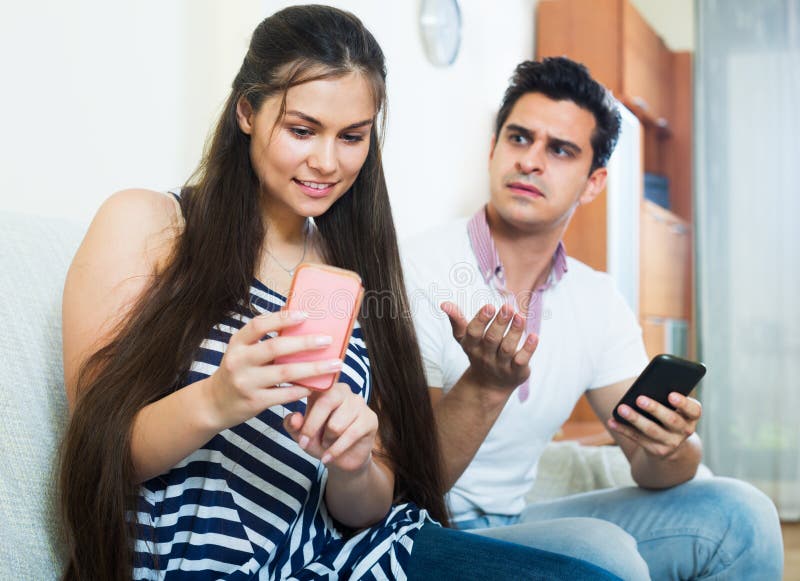 Phubbing: Spouse Asking for Attention Stock Image - Image of adults ...