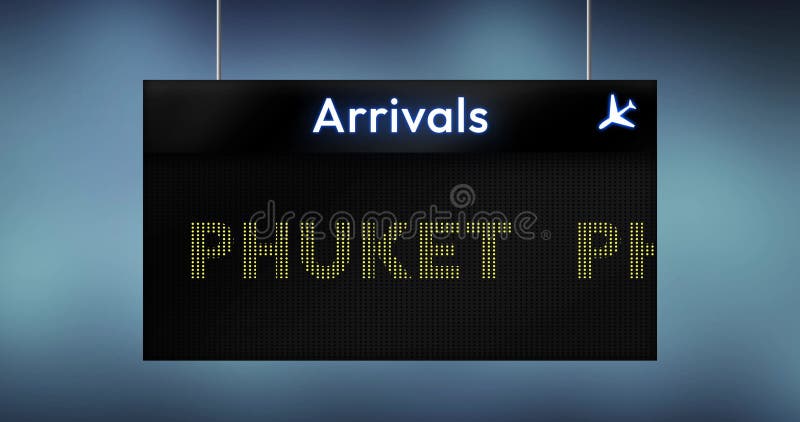 Phuket Flight Arrival Status Animation 4K Seamless Loop on Airport ...