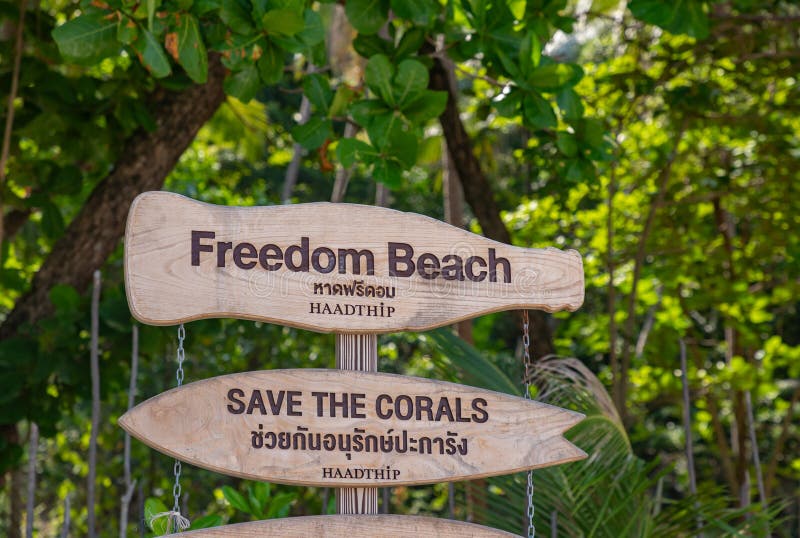 Phuket Freedom Beach Sign stock image. Image of beach - 326161171
