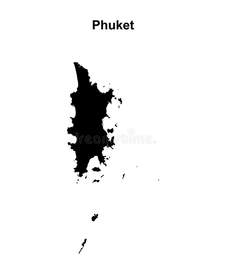Phuket outline map stock vector. Illustration of contour - 360659587