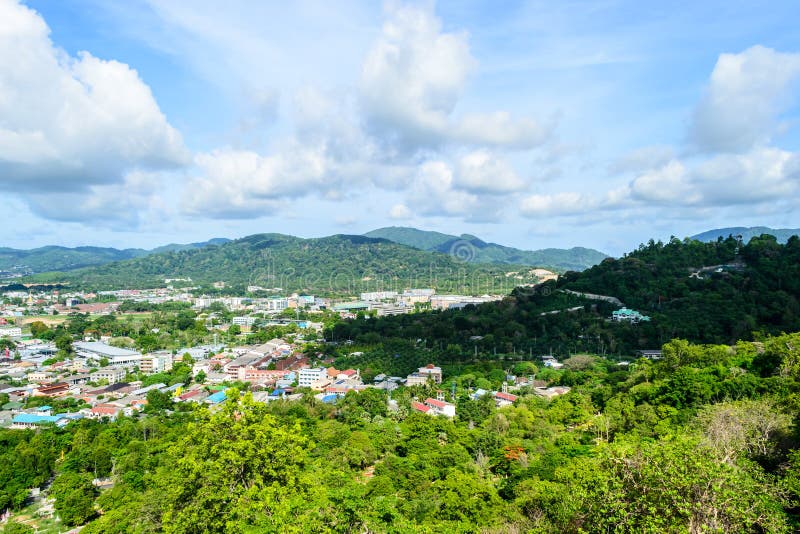 Phuket Town Top View from Rang Hill Stock Image - Image of view, cloudy ...