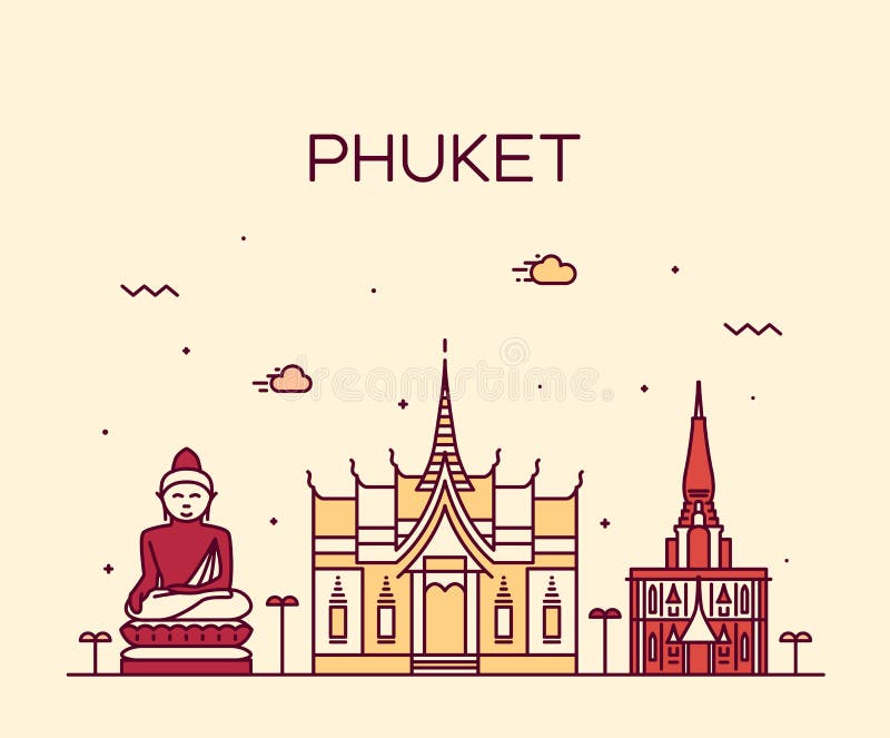Phuket Trendy Vector Illustration Linear Style Stock Vector ...