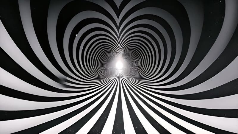 Phychedelic Animation Landscape Background. Black and White Optical Illusion Tunnel Psychedelic ...