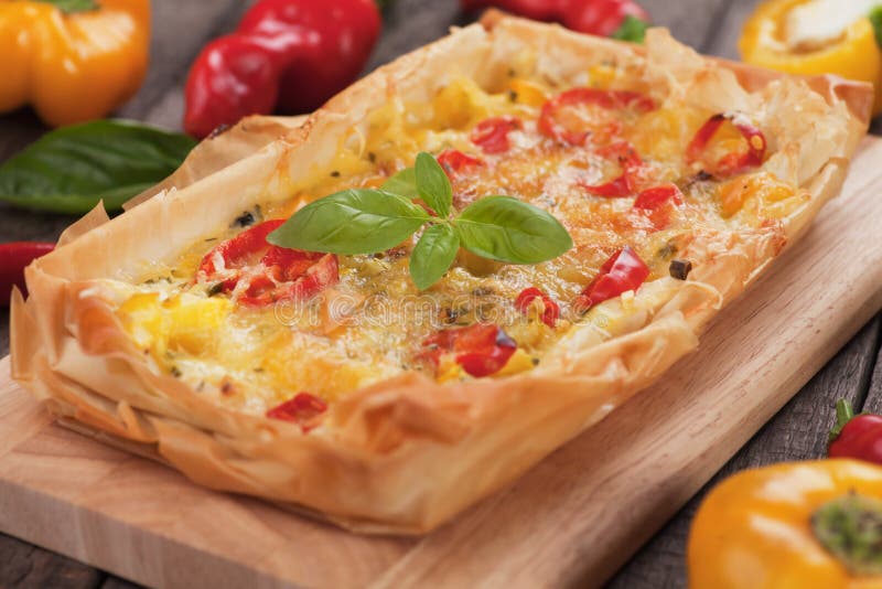 Phyllo pastry pizza stock image. Image of homemade, baking - 64644657