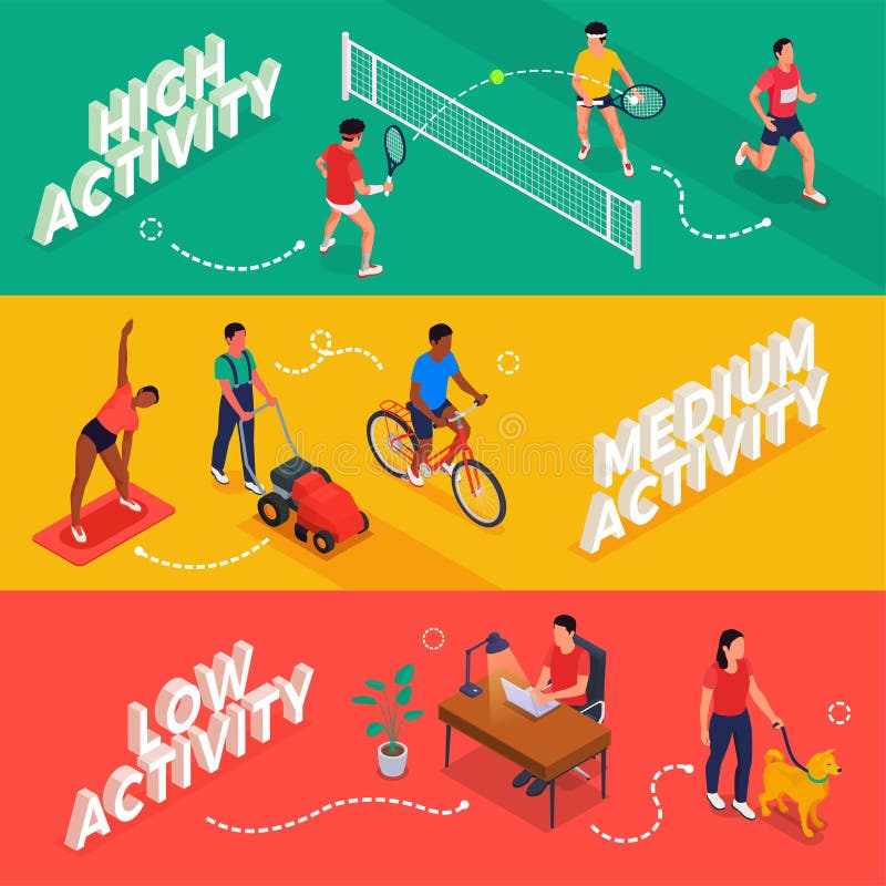 Physical Activity Banner Set Stock Vector - Illustration of sport ... Physical Activity Banner Set Stock Vector - Illustration of sport ...
