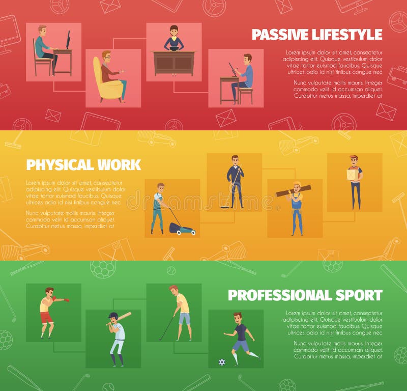 Physical Activity Banners Set Stock Vector - Illustration of ... Physical Activity Banners Set Stock Vector - Illustration of ...