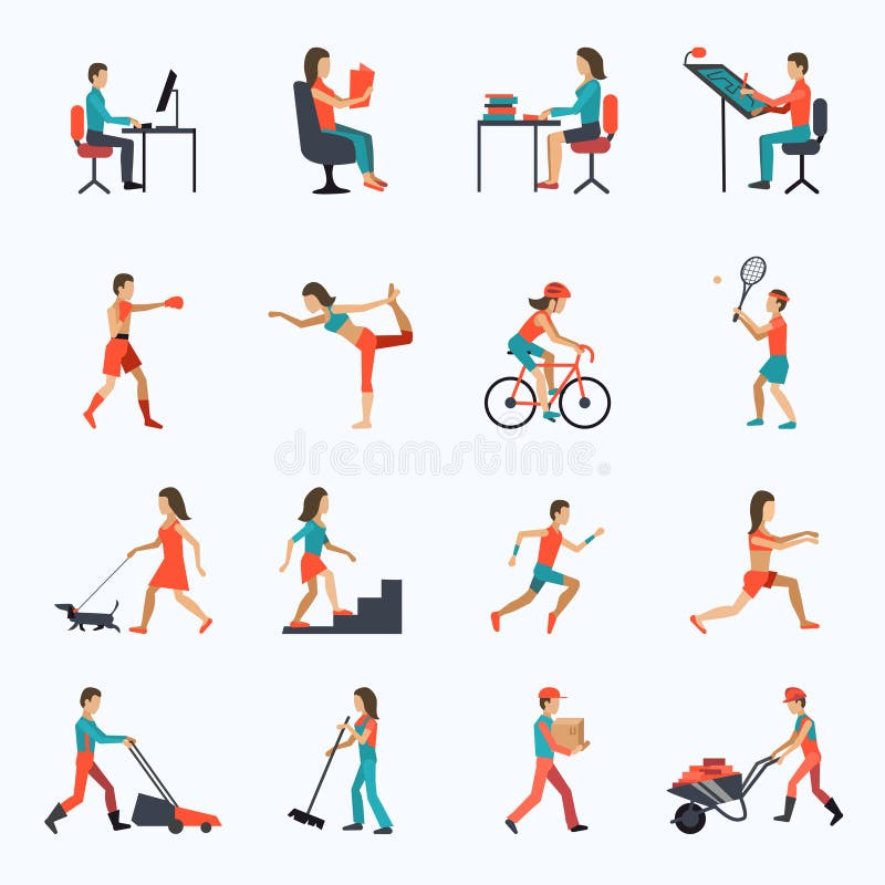 Physical Activity Icons stock vector. Illustration of interface - 209447391