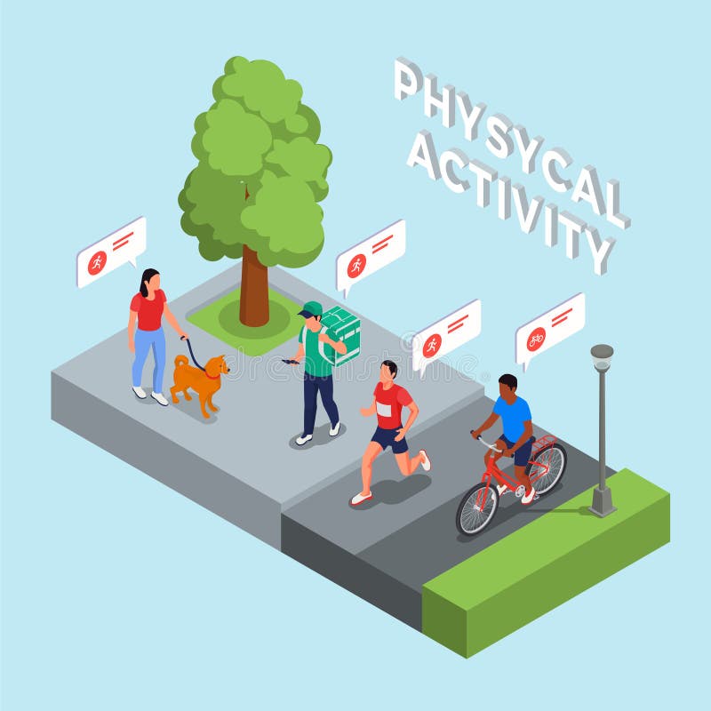 Physical Activity Isometric Composition Stock Vector - Illustration of ...