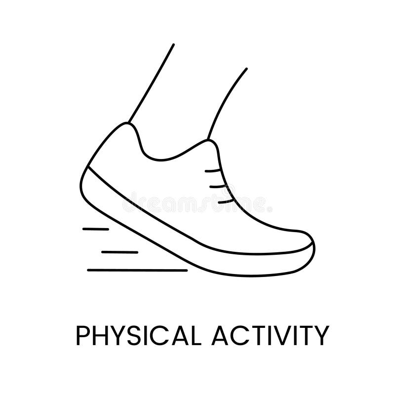 Physical Activity Line Icon in Vector, Sneaker and Running Illustration ...