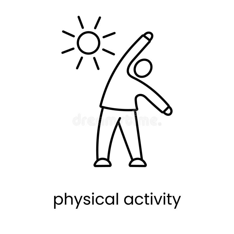 Physical Activity, Man Doing Exercises Outdoors, Vector Line Icon for ...
