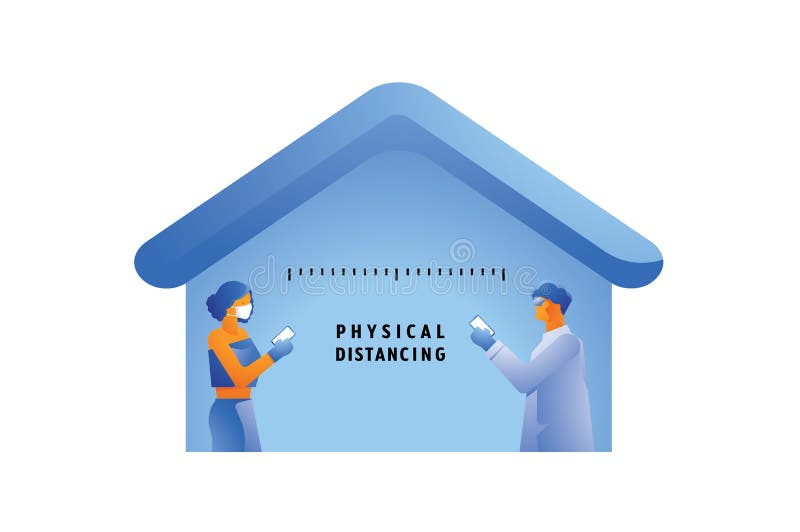 Physical Distancing at Home Stock Vector - Illustration of coronavirus ...