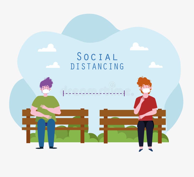 Physical Distancing Sitting Stock Vector - Illustration of social ...