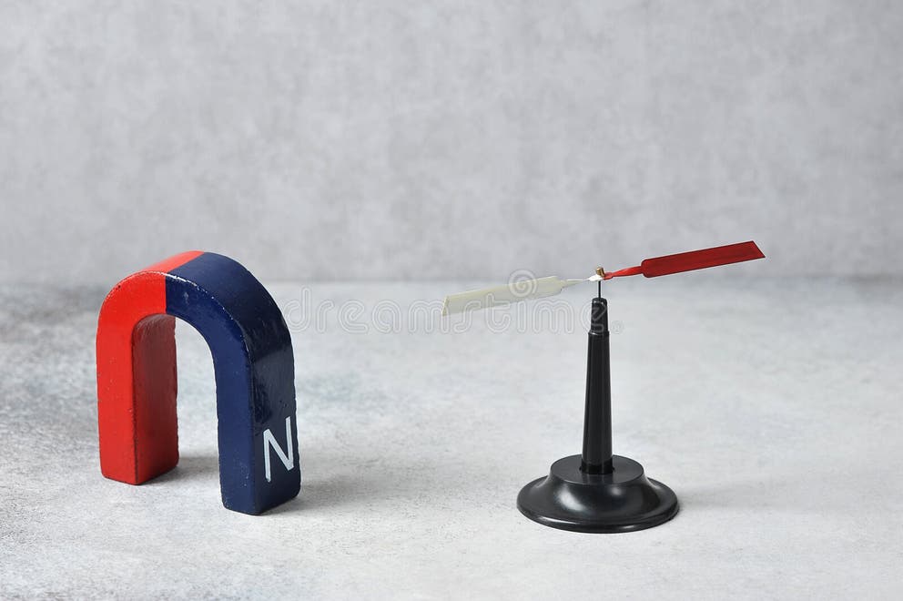 Physical Experiments - Magnet and Compass Needle Stock Illustration ...