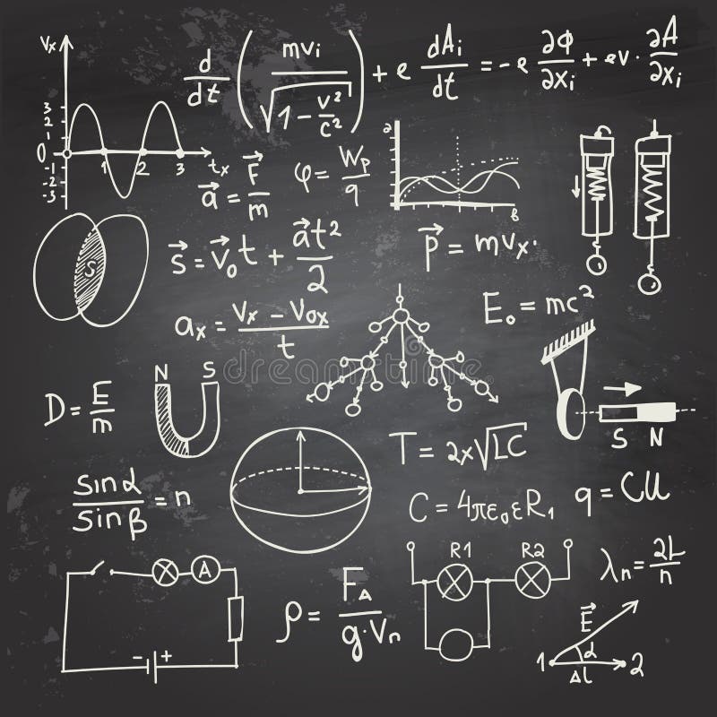 Physical Formulas and Drawings on a Chalkboard Stock Vector ...