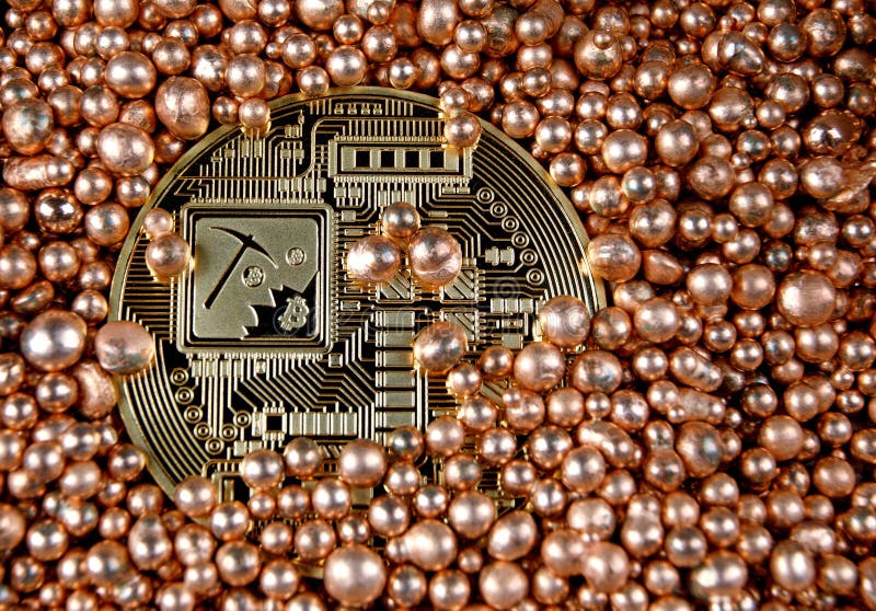 Physical Gold Bitcoin Reverse Side is Semi-filled with Gold Balls Stock ...