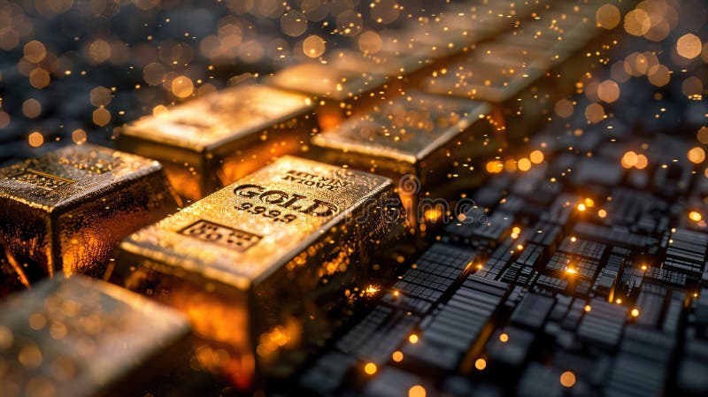 Physical Gold and Digital Currency Screens Symbolizing the Blend of Old ...