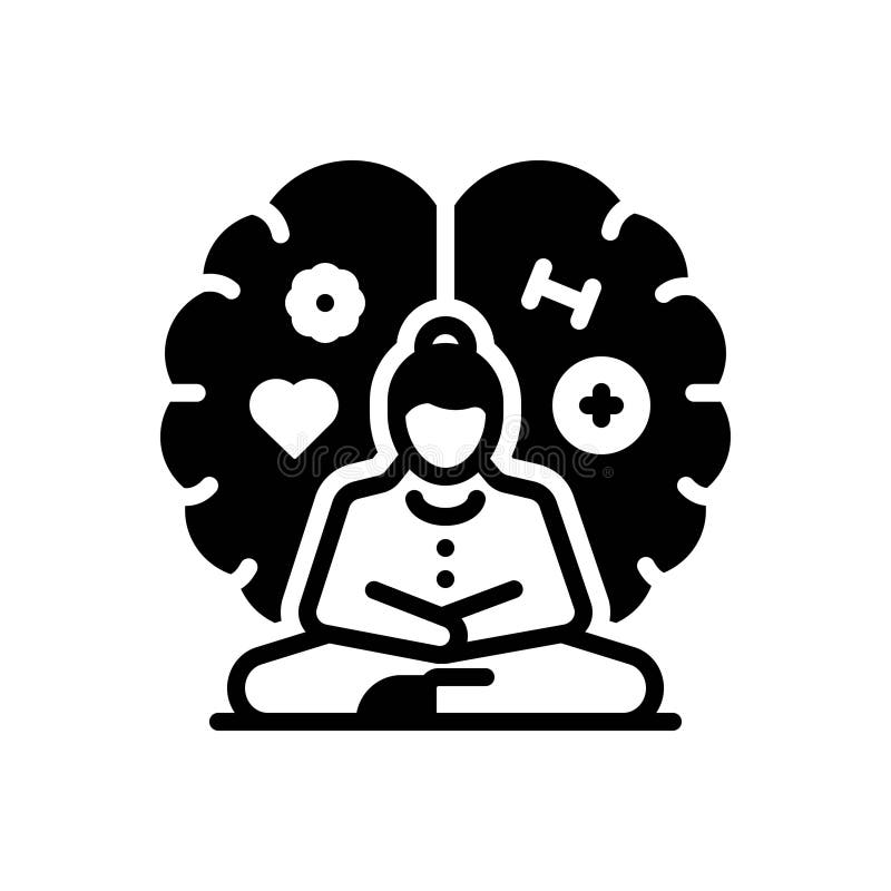 Black Solid Icon for Physical Health, Physical and Relax Stock ...