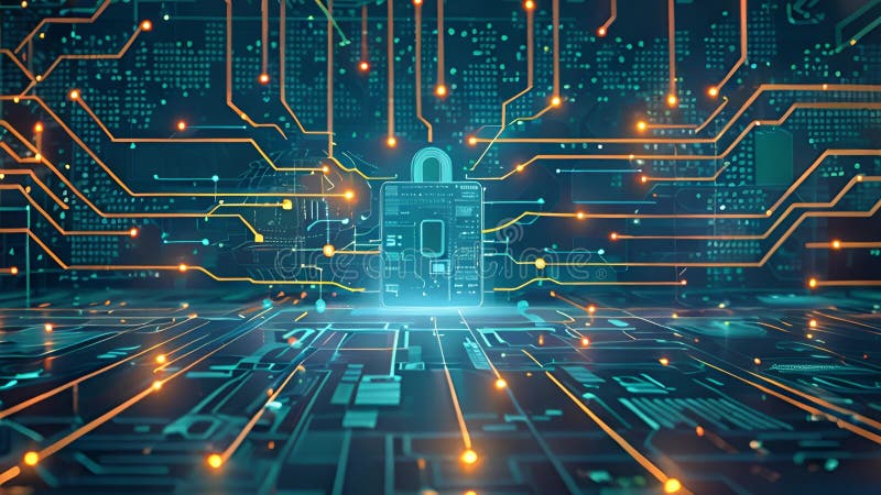 Lock Embedded in Computer Circuit Stock Footage - Video of circuit ...