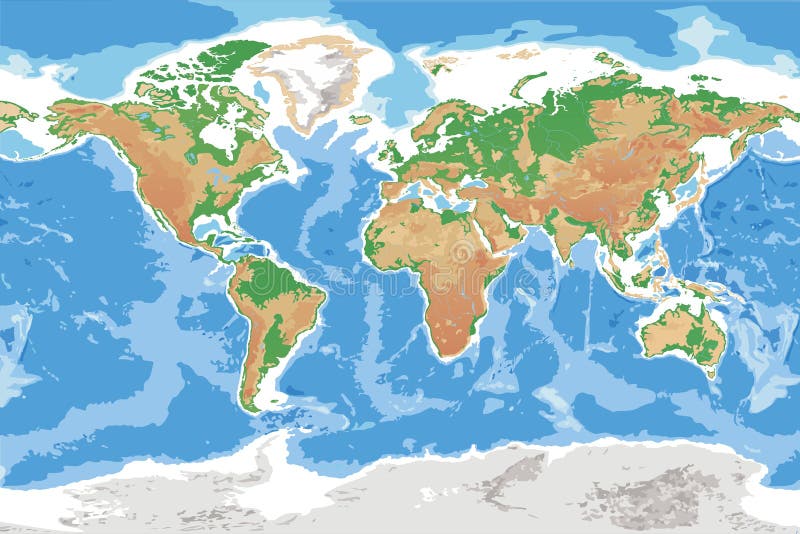 Physical Map of Earth Detailed Topographic World Stock Vector ... Physical Map of Earth Detailed Topographic World Stock Vector ...