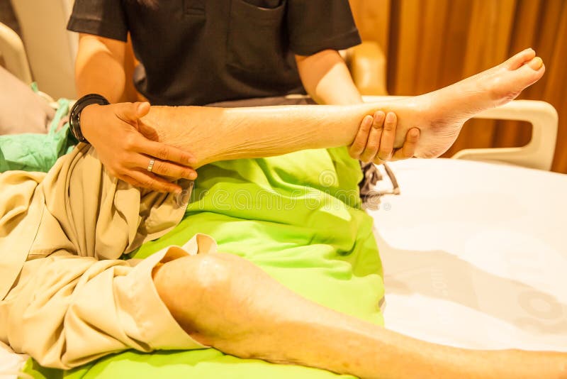 Physical Therapy Exercises for Elderly Patient`s Leg Stock Image ...