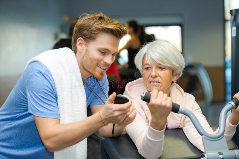 Physical Therapy with Old Lady Stock Photo - Image of blue, people ...